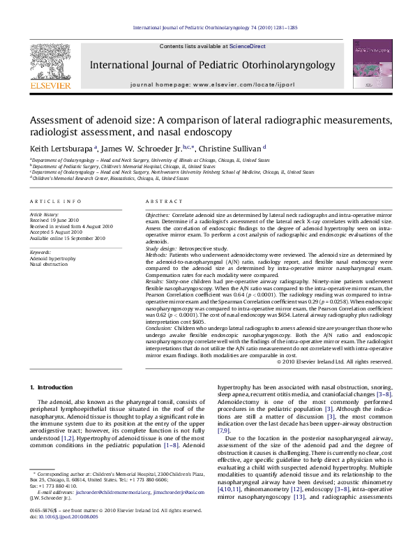 (PDF) Assessment of adenoid size: A comparison of lateral radiographic ...