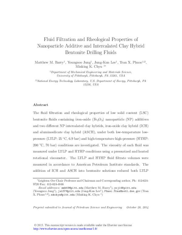 (PDF) Fluid filtration and rheological properties of nanoparticle additive and intercalated clay ...