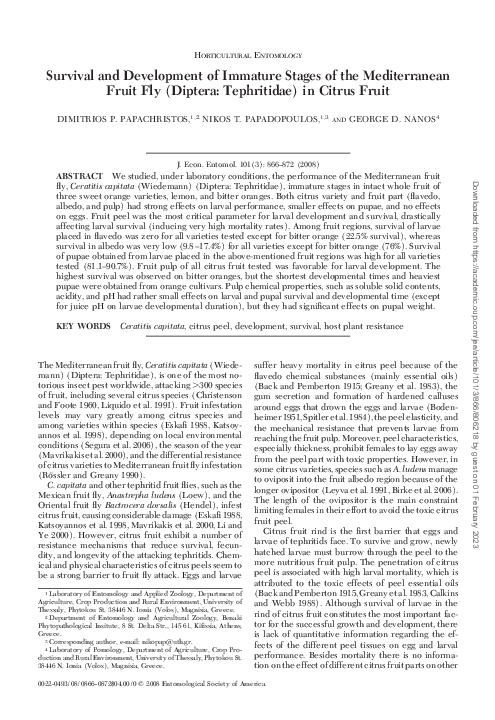 (PDF) Survival and Development of Immature Stages of the Mediterranean ...
