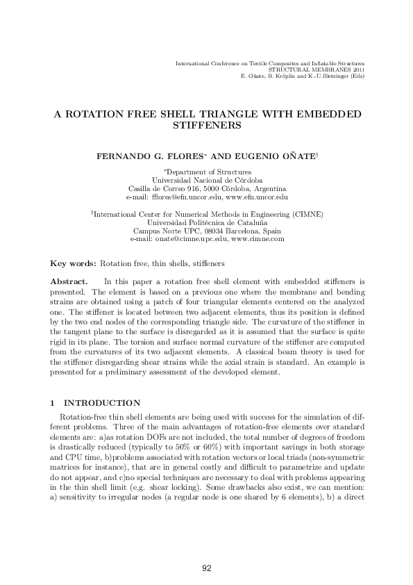 (PDF) A Rotation Free Shell Triangle with Embedded Stiffeners