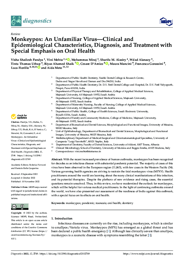 (PDF) Monkeypox: An Unfamiliar Virus—Clinical and Epidemiological ...