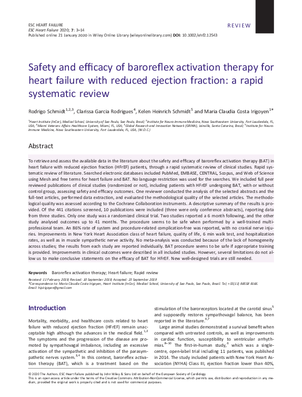 (PDF) Safety and efficacy of baroreflex activation therapy for heart ...