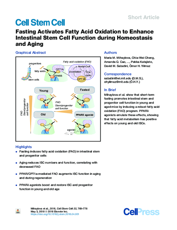 (PDF) Fasting Activates Fatty Acid Oxidation to Enhance Intestinal Stem ...