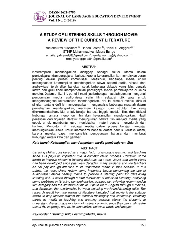(PDF) A Study of Listening Skills Through Movie: A Review of the ...