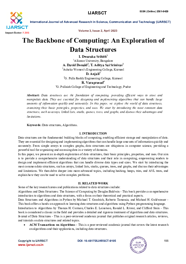 (PDF) The Backbone of Computing: An Exploration of Data Structures