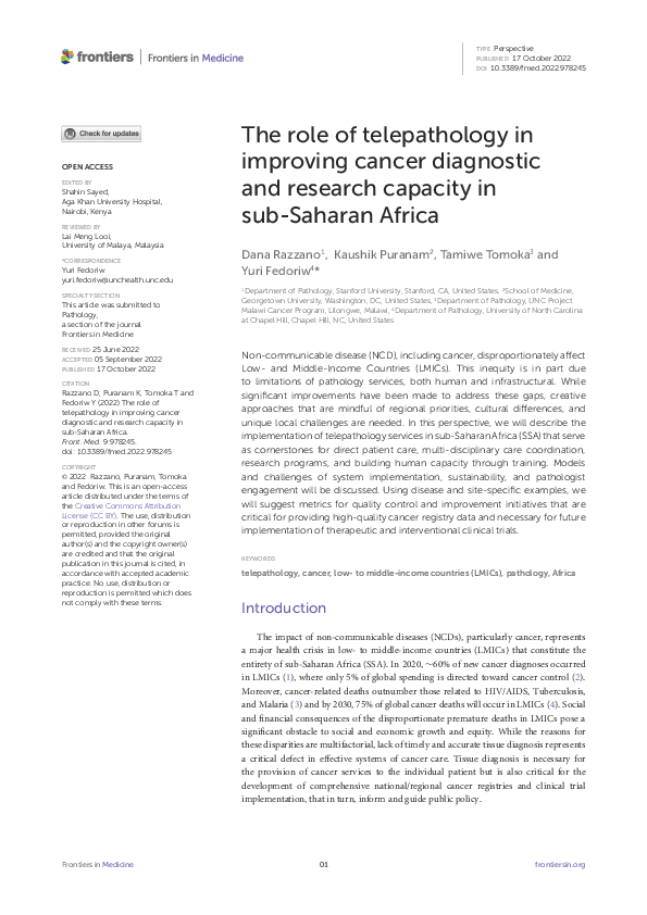 (PDF) The role of telepathology in improving cancer diagnostic and ...