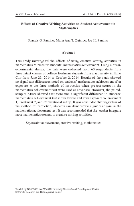 (PDF) Effects of Creative Writing Activities on Student Achievement in ...
