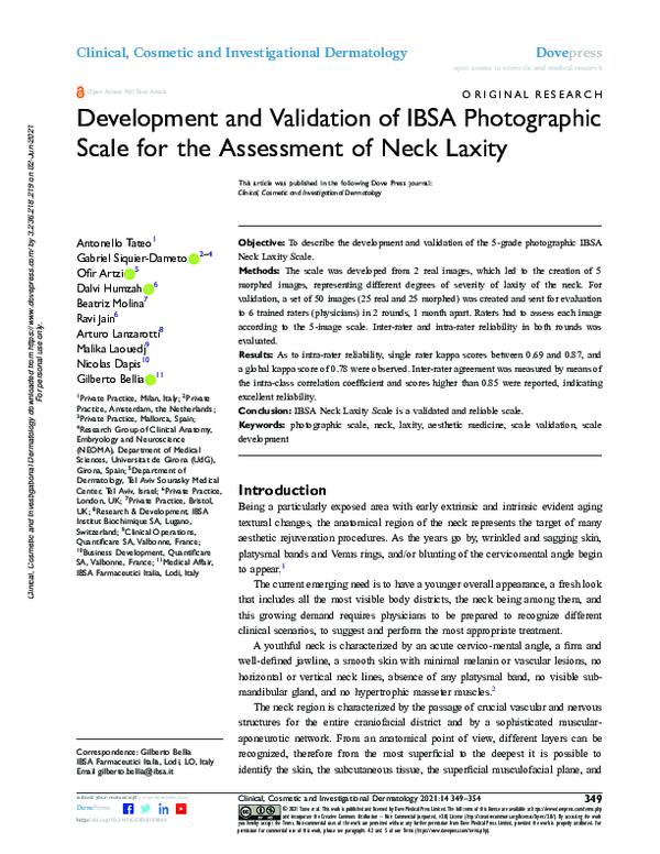 (PDF) Development and Validation of IBSA Photographic Scale for the Assessment of Neck Laxity