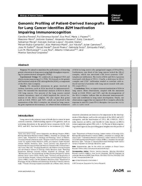 (PDF) Genomic Profiling of Patient-Derived Xenografts for Lung Cancer ...