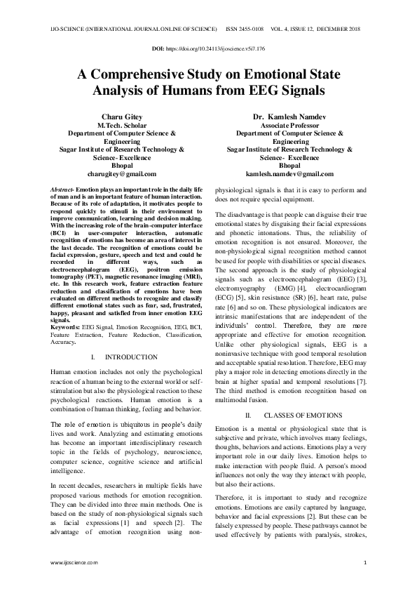 (PDF) A Comprehensive Study on Emotional State Analysis of Humans from ...