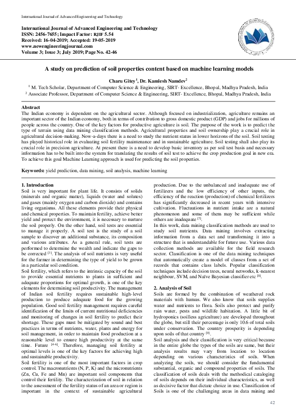 (PDF) A study on prediction of soil properties content based on machine ...