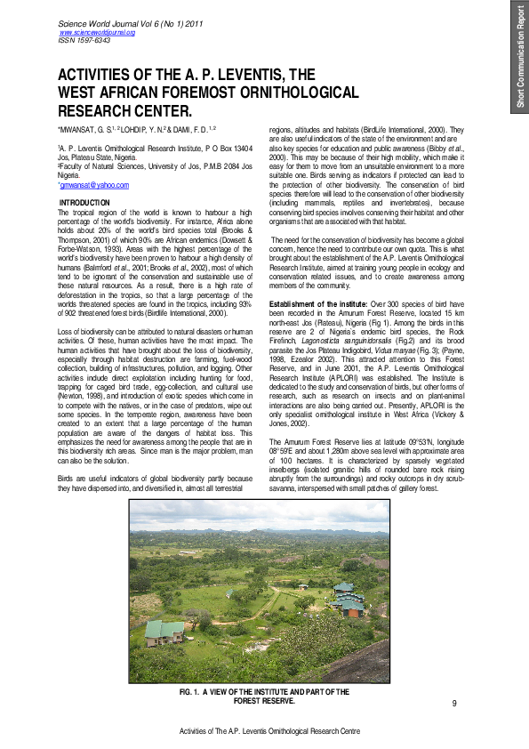 (PDF) Activities of the A. P. Leventis, the West African foremost ...