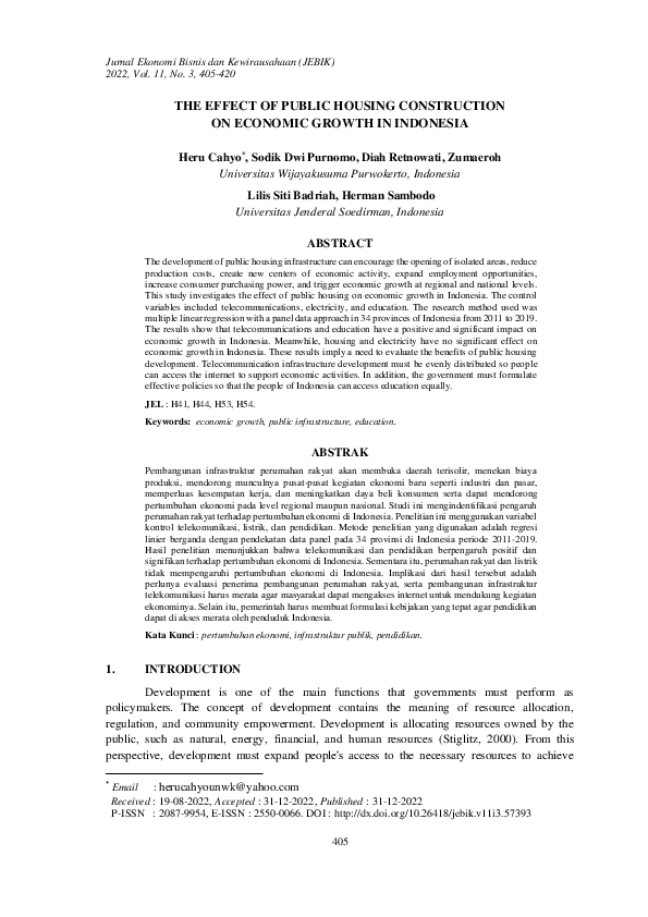 (PDF) The Effect of Public Housing Construction on Economic Growth in ...