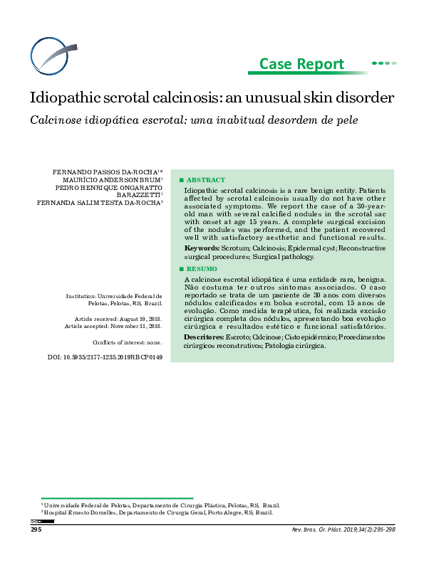 (PDF) Idiopathic scrotal calcinosis: an unusual skin disorder