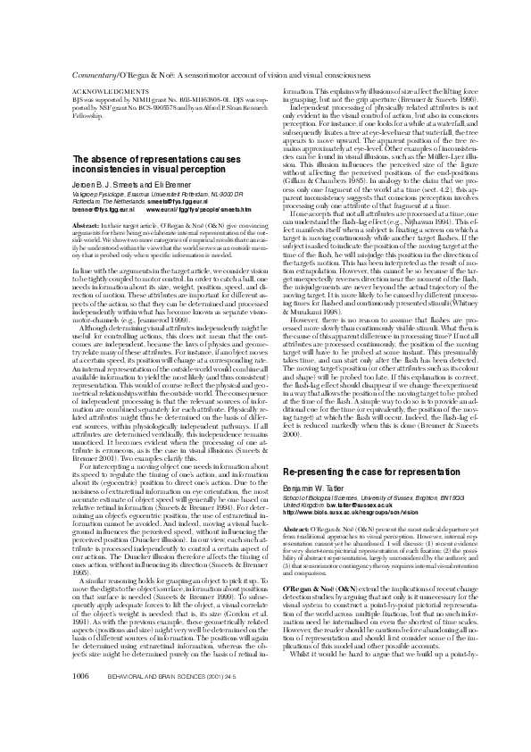 (PDF) The absence of representations causes inconsistencies in visual perception
