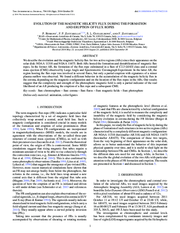 (PDF) Evolution of the Magnetic Helicity Flux During the Formation and ...