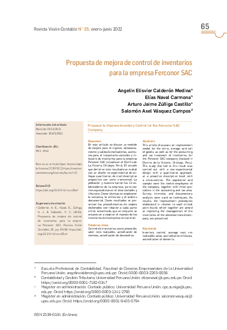 (PDF) Propuesta de mejora de control de inventarios para la empresa ... (PDF) Propuesta de mejora de control de inventarios para la empresa ...