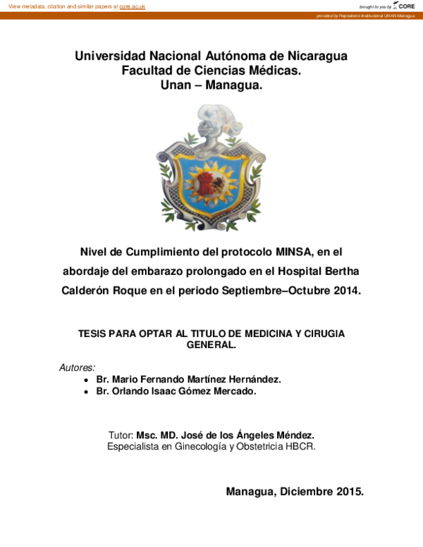 (PDF) Nivel de Cumplimiento del protocolo MINSA, en el abordaje del embarazo prolongado en el ...
