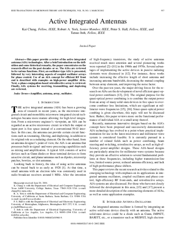 (PDF) Active integrated antennas