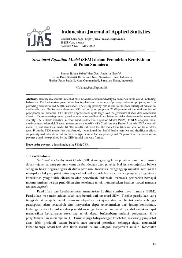 (PDF) Structural Equation Model (SEM) dalam Pemodelan Kemiskinan di ...
