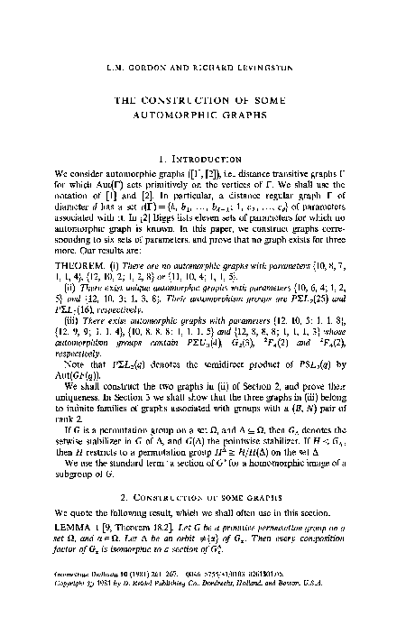 (PDF) Constructing Automorphic Graphs with Parameters