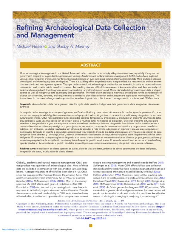 (PDF) Refining Archaeological Data Collection and Management