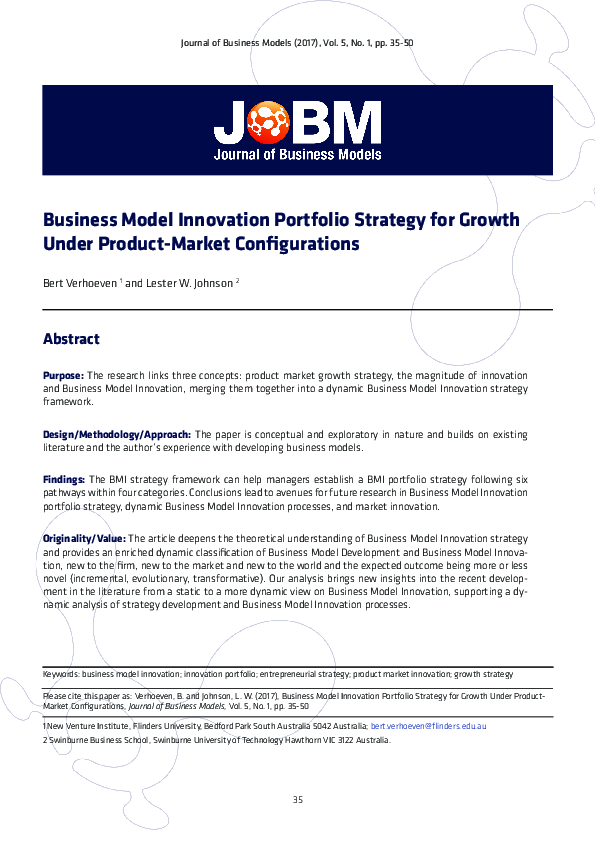 (PDF) Business Model Innovation Portfolio Strategy for Growth Under ...