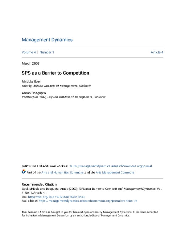 (PDF) SPS as a Barrier to Competition