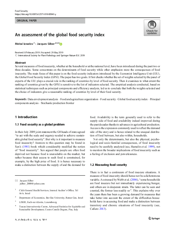 (PDF) An assessment of the global food security index