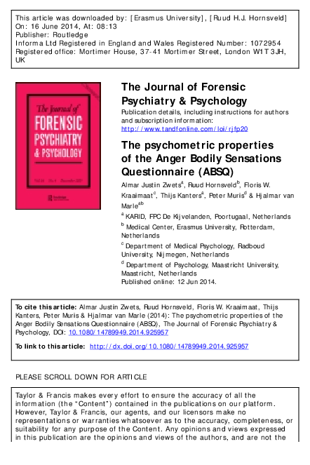 (PDF) The psychometric properties of the Anger Bodily Sensations ...