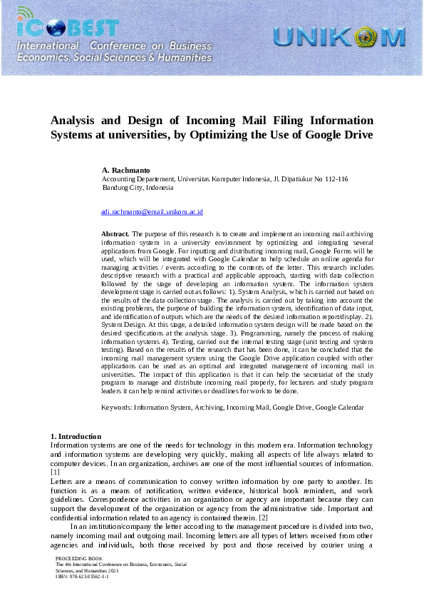 (PDF) Analysis and Design of Incoming Mail Filing Information Systems ...
