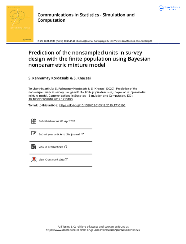 Pdf Bayesian Model For Nonsampled Unit Prediction