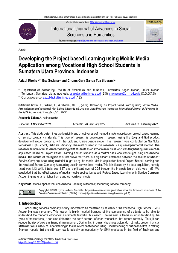 (PDF) Developing the Project based Learning using Mobile Media ...