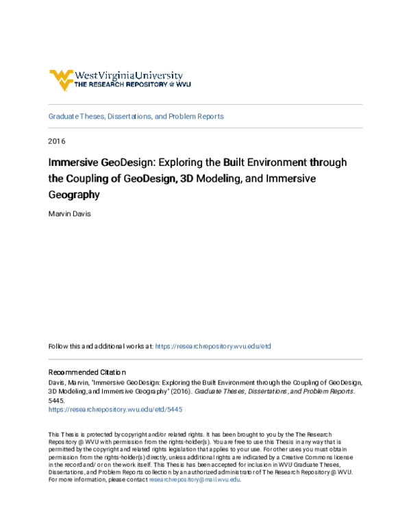 (PDF) Immersive GeoDesign: Exploring the Built Environment through the Coupling of GeoDesign, 3D ...