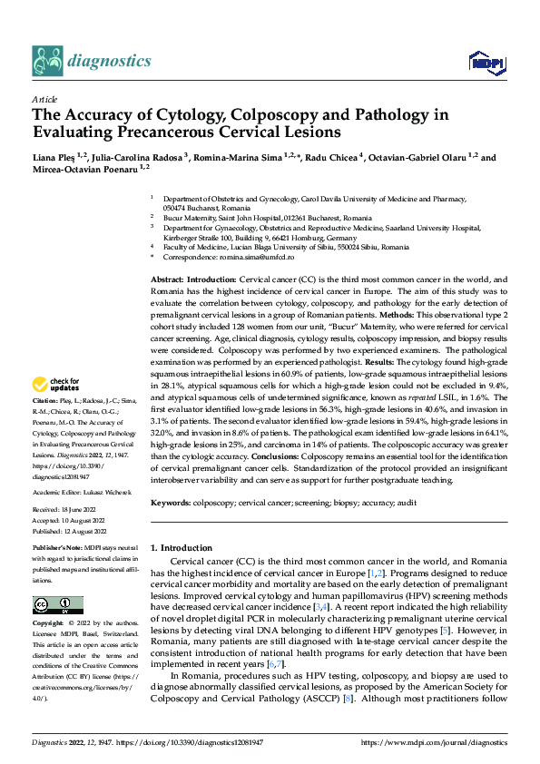 (PDF) The Accuracy of Cytology, Colposcopy and Pathology in Evaluating ...
