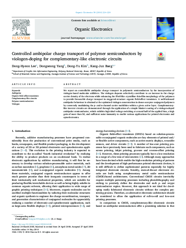 (PDF) Controlled ambipolar charge transport of polymer semiconductors ...