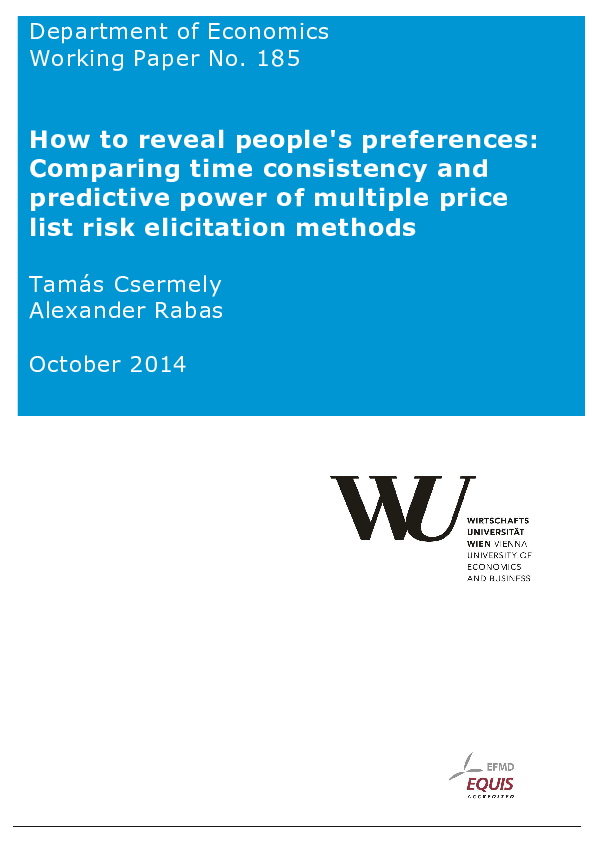 (PDF) How to Reveal People's Preferences: Comparing Time Consistency ...
