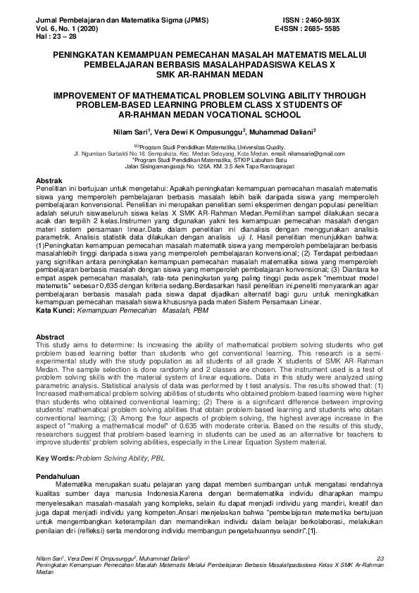 (PDF) Peningkatan Kemampuan Pemecahan Masalah Matematis Melalui Pembelajaran Berbasis Masalah ...