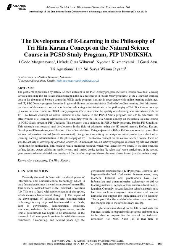 (PDF) The Development of E-Learning in the Philosophy of Tri Hita Karana Concept on the Natural ...