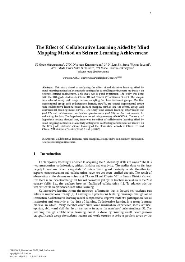 (PDF) The Effect of Collaborative Learning Aided by Mind Mapping Method on Science Learning ...