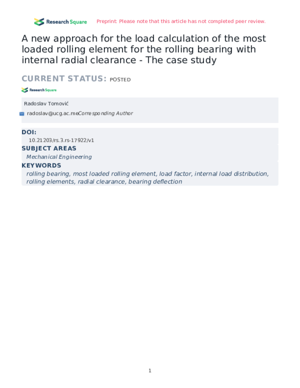 (PDF) A new approach for the load calculation of the most loaded ...