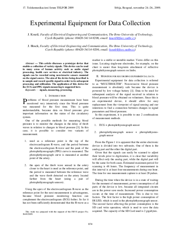 (PDF) Experimental Equipment for Data Collection