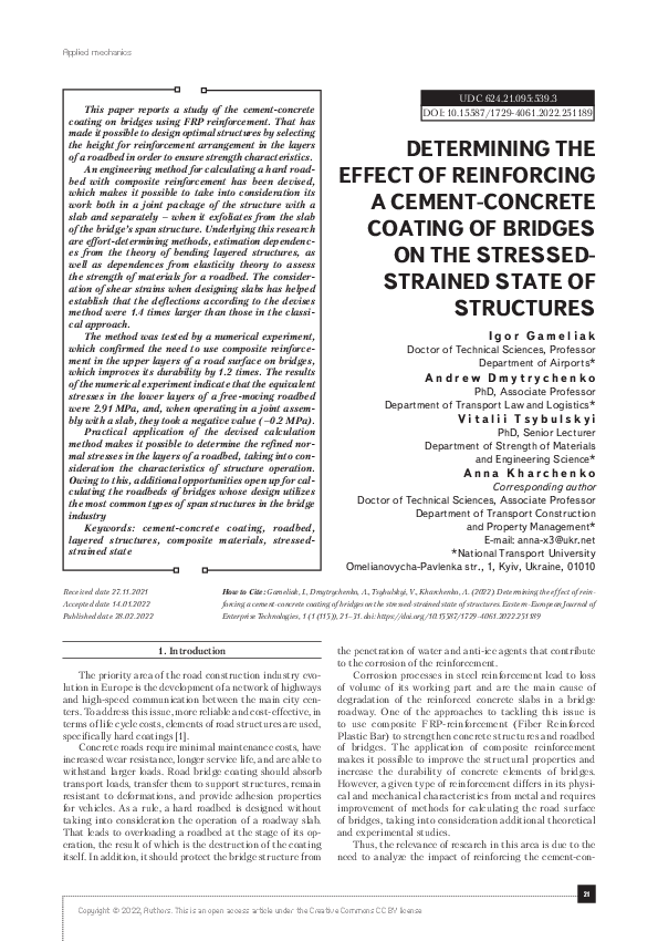 (PDF) Determining the effect of reinforcing a cement-concrete coating ...