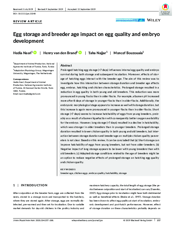 (PDF) Egg storage and breeder age impact on egg quality and embryo ...
