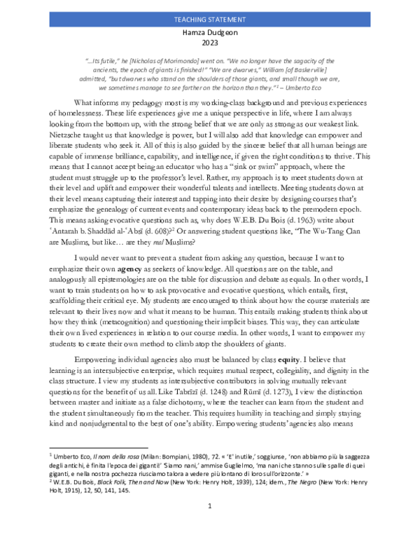 (PDF) Teaching Statement