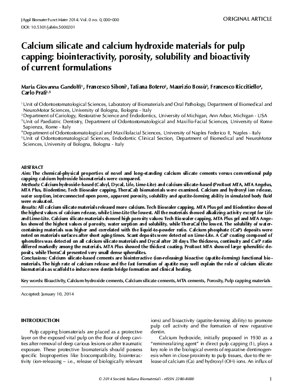 (PDF) Calcium Silicate and Calcium Hydroxide Materials for Pulp Capping ...