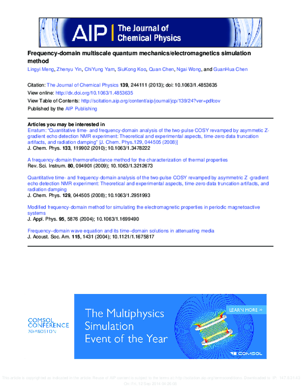 (PDF) Frequency-domain multiscale quantum mechanics/electromagnetics simulation method