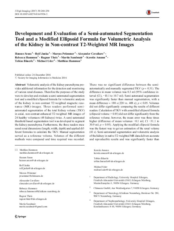 Pdf Development And Evaluation Of A Semi Automated Segmentation Tool And A Modified Ellipsoid
