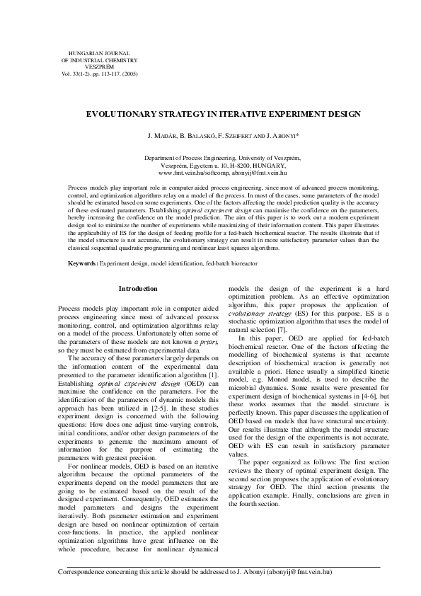 (PDF) Evolutionary Strategy in Iterative Experiment Design