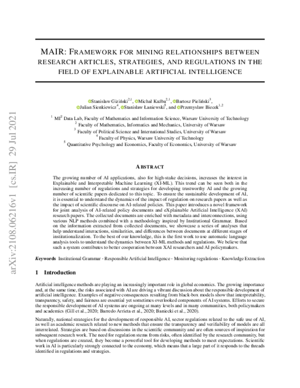 (PDF) MAIR: Framework for mining relationships between research ...